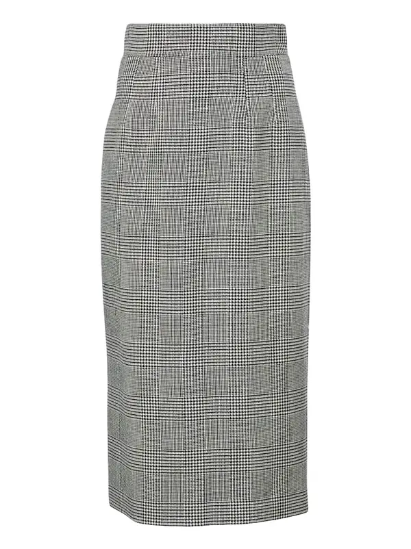 Dolce & Gabbana Prince Of Wales Virgin Wool Midi Skirt - Grey