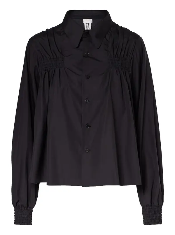 Noir Kei Ninomiya Shirred Cotton Shirt - Black