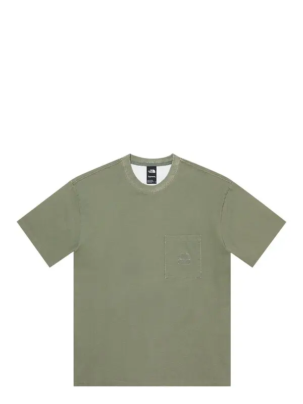Supreme X The North Face Pigment Printed Pocket Tee 'olive - Green
