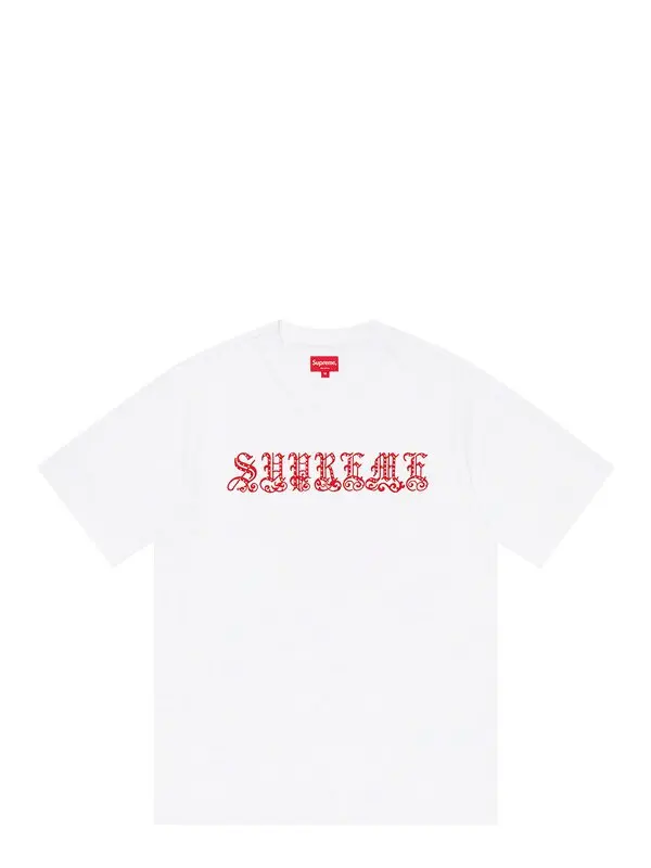 Supreme Old English Rhinestone Short-sleeve Top - White