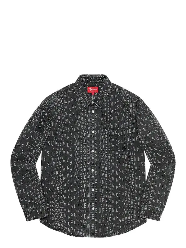 Supreme Wrap Jacquard Logos Denim Shirt - Black