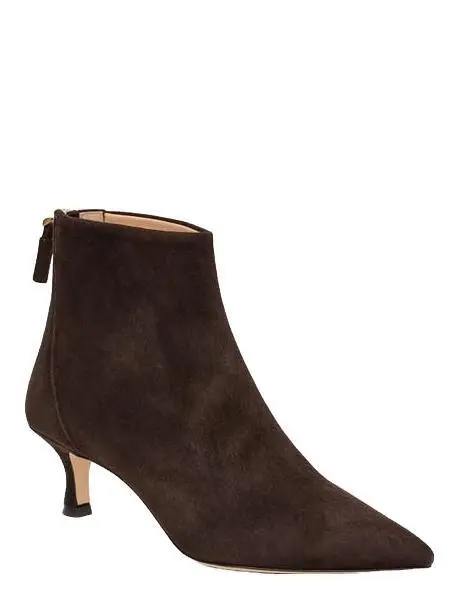 Bruno Magli Francesca Pointed Toe Kitten Heel Bootie - Dark Brown Suede