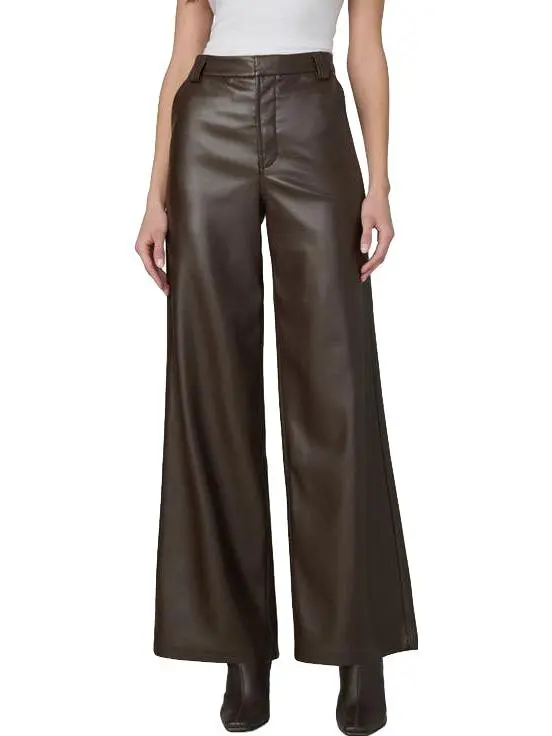 Joe's Jeans The Mia High Waist Faux Leather Wide Leg Jeans - Dark Chocolate