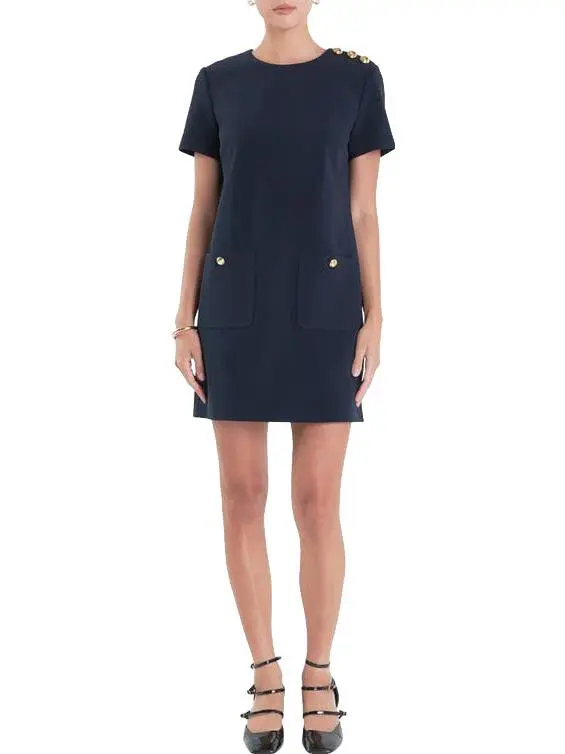 English Factory Golden Button Minidress - Navy