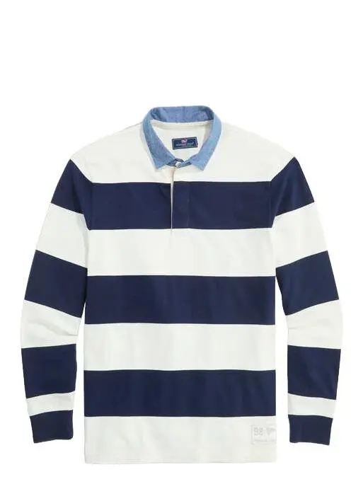 Vineyard Vines Pieced Stripe Organic Cotton Rugby Shirt - Marshmallow