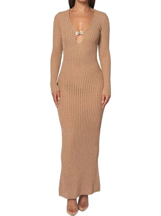 JLUXLABEL Sol Long Sleeve Sweater Dress - Beige
