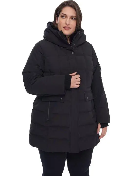 ALPINE NORTH Kootney Vegan Down Mid-length Parka Coat - Black