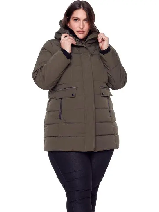 ALPINE NORTH Kootney Vegan Down Mid-length Parka Coat - Olive
