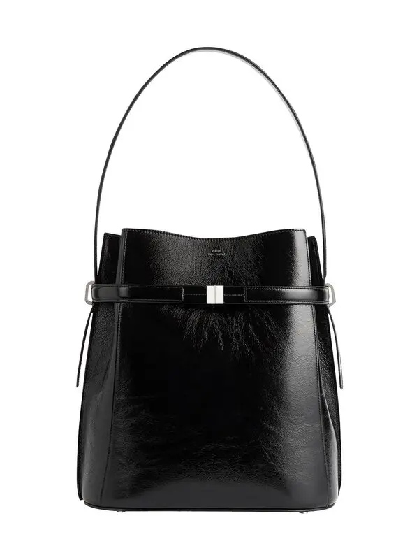 TOTEME Belted Naplack Bucket Bag - Black