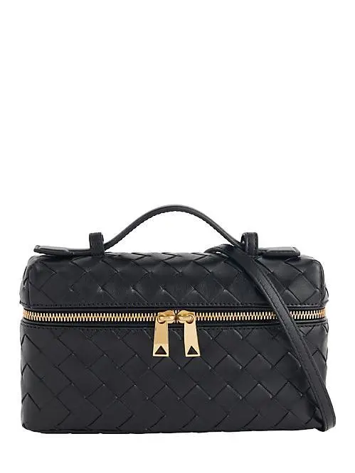 Bottega Veneta Vanity Leather Crossbody Bag - Black-gold