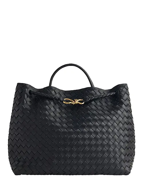 Bottega Veneta Andiamo Large Leather Tote Bag - Black-m Brass-black