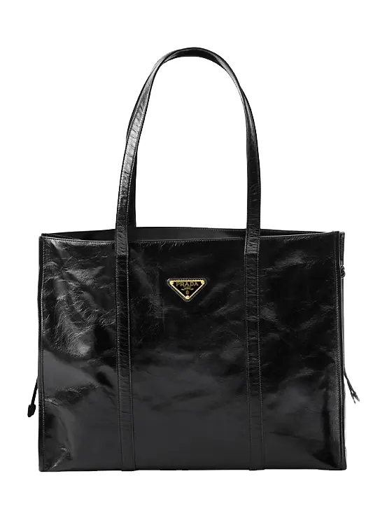 Prada Leather Tote Bag - Black