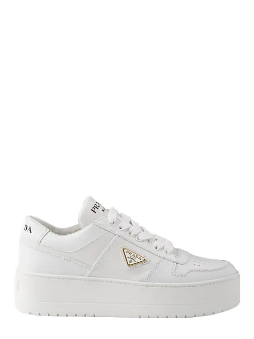 Prada Downtown Bold Platform Leather Low-top Trainers - White