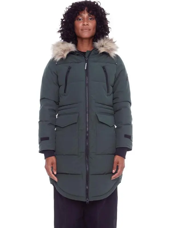 ALPINE NORTH Ukon Vegan Down Drawstring Winter Parka - Deep Green