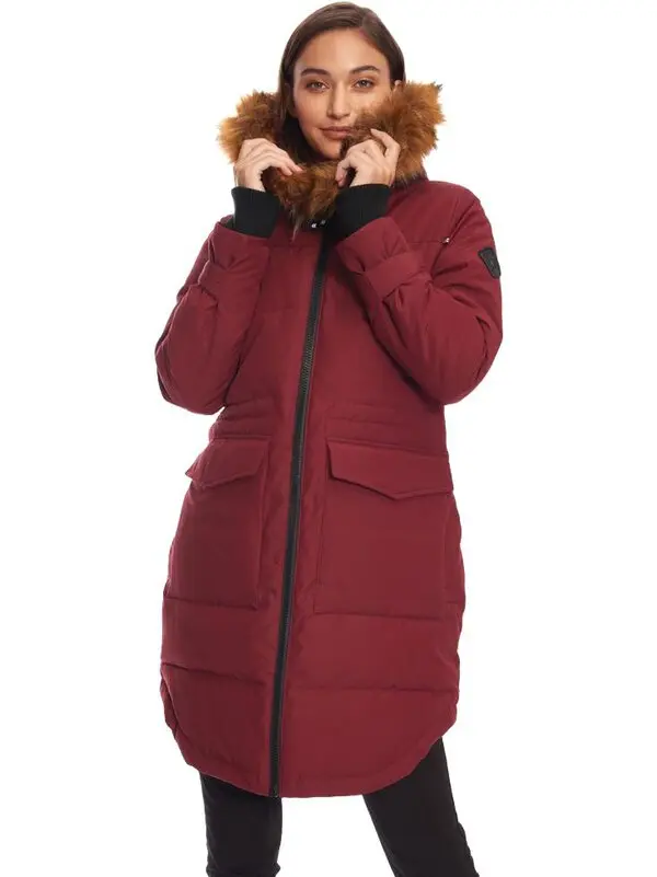 ALPINE NORTH Ukon Vegan Down Drawstring Winter Parka - Oxblood