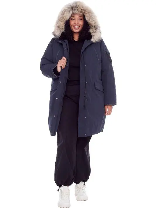 ALPINE NORTH Laurentian Vegan Down Long Parka - Navy