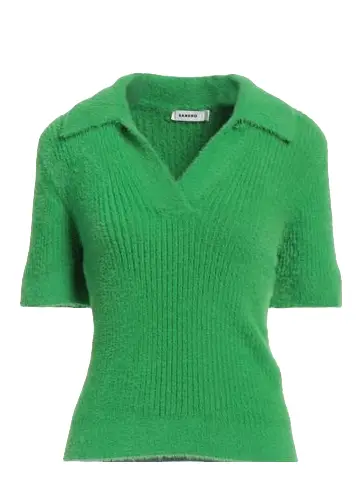 Sandro Brushed-felt Polo Collar Sweater - Green