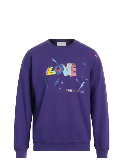 THE EDITOR Printed Fleece Sweatshirt - Purple
