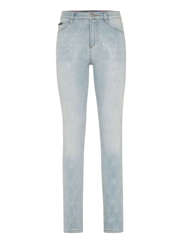 Philipp Plein Monogram High-waisted Jeggings - Blue