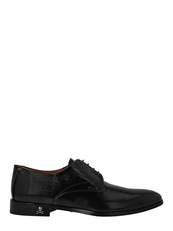 Philipp Plein Monogram Leather Derby Shoes - Black