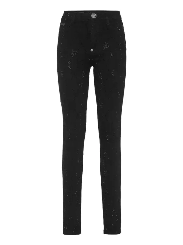 Philipp Plein Monogram High-waisted Jeggings - Black