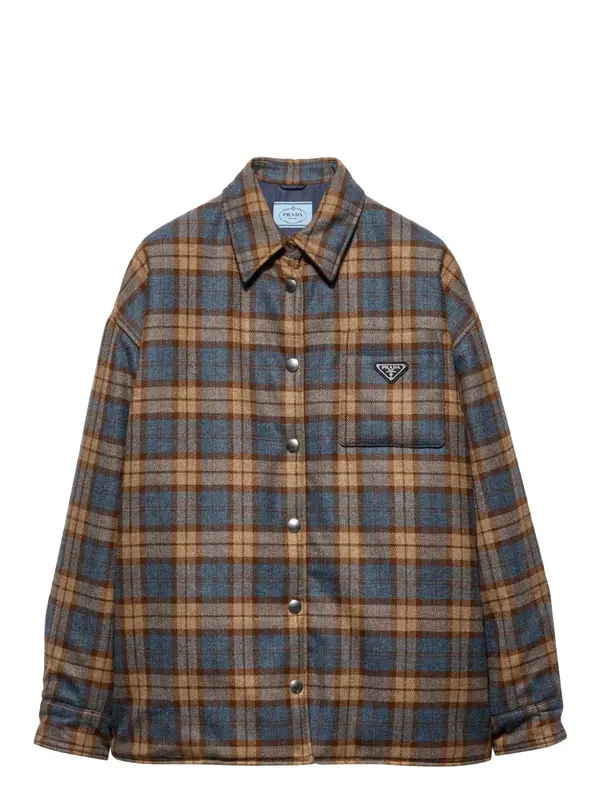 Prada Checked Wool-twill Lumberjack Jacket - Brown