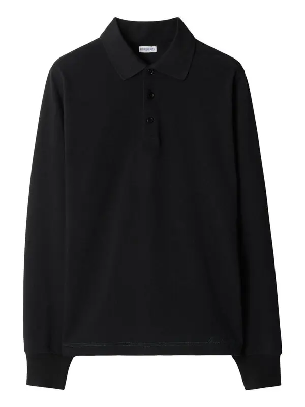 Burberry Long-sleeve Cotton Polo Shirt - Black