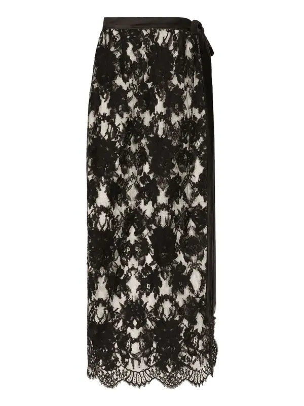 Dolce & Gabbana Chantilly Lace Midi Skirt - Black