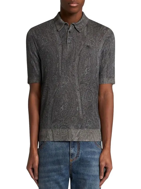 Etro Paisley-print Polo Shirt - Black