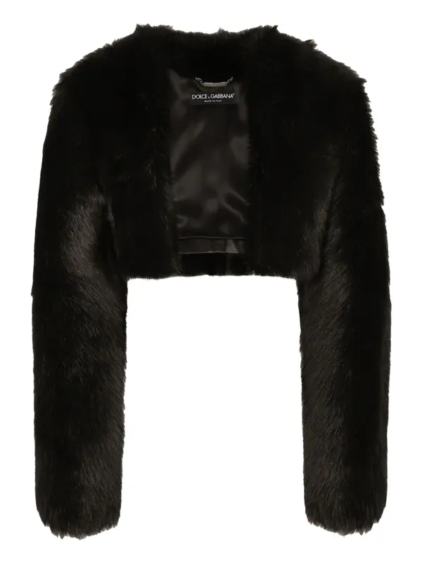 Dolce & Gabbana Cropped Fur Jacket - Black