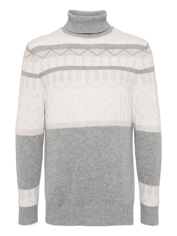 N.peal Jacquard Cashmere Jumper - Grey