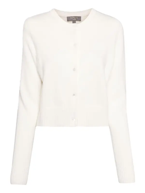 N.peal Round-neck Cashmere Cardigan - Neutrals