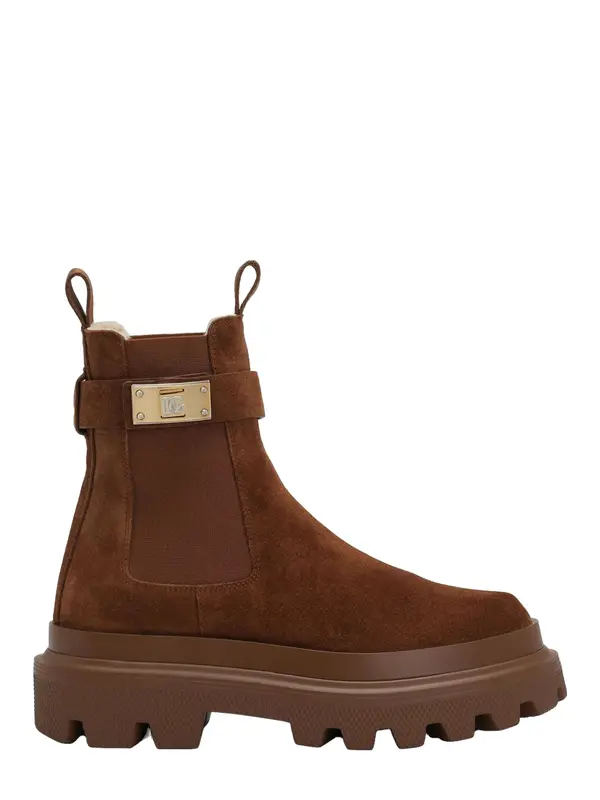 Dolce & Gabbana Branded-strap Chelsea Boots - Brown