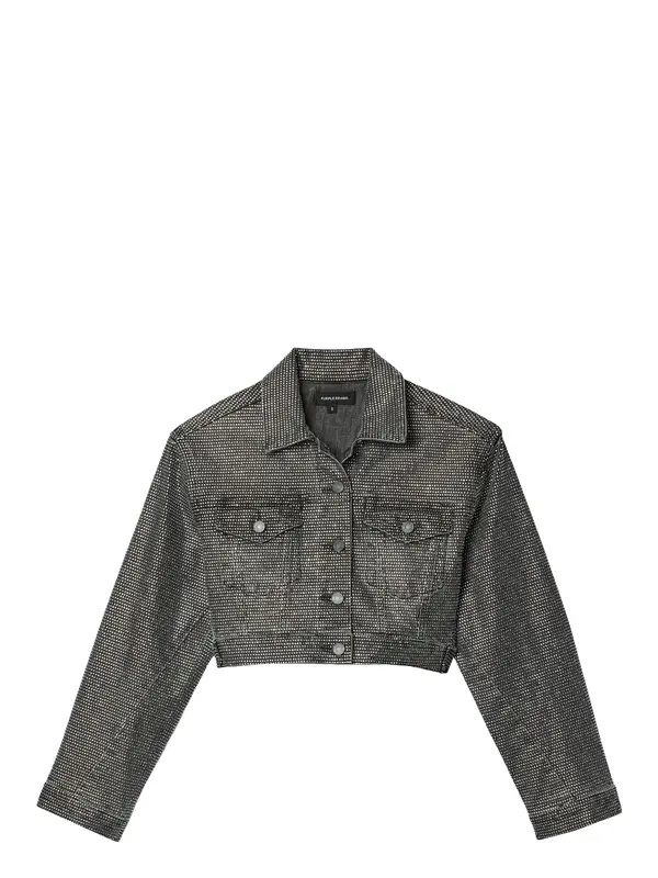 PURPLE BRAND Twisted Hotfix Cropped Jacket - Grey