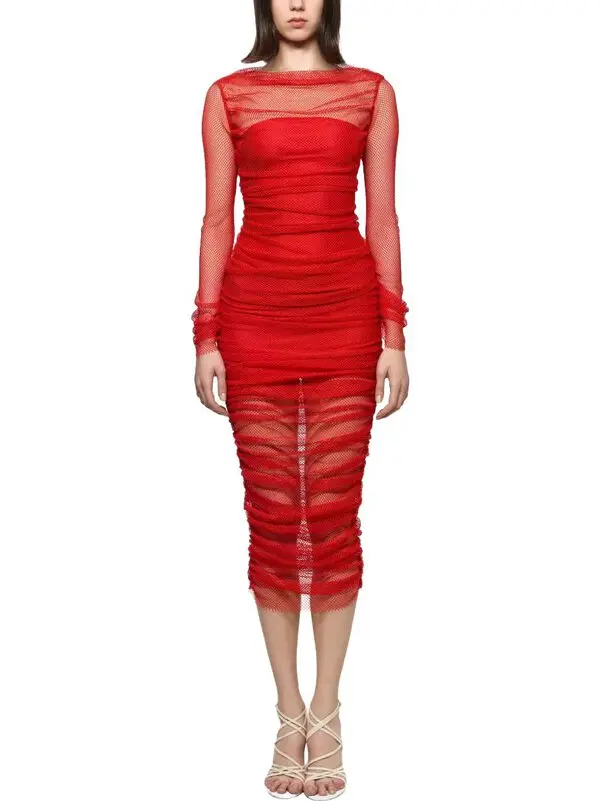 ATU BODY COUTURE Fishnet-design Midi Dress - Red