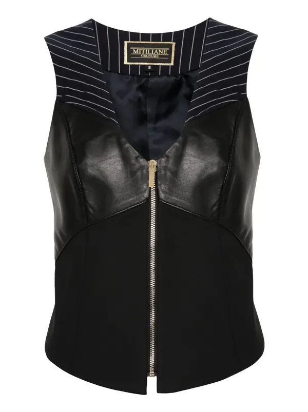 MITILIANE COUTURE Panelled Zipped Vest - Black