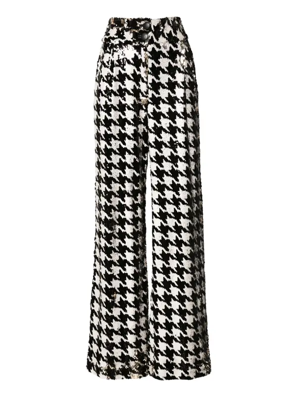 MITILIANE COUTURE Houndstooth-patterned Sequined Trousers - Black