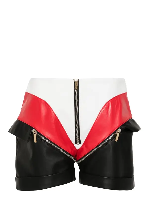 MITILIANE COUTURE Panelled Leather Mini Shorts - Black