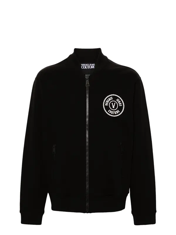 Versace Logo-print Zip-up Sweatshirt - Black