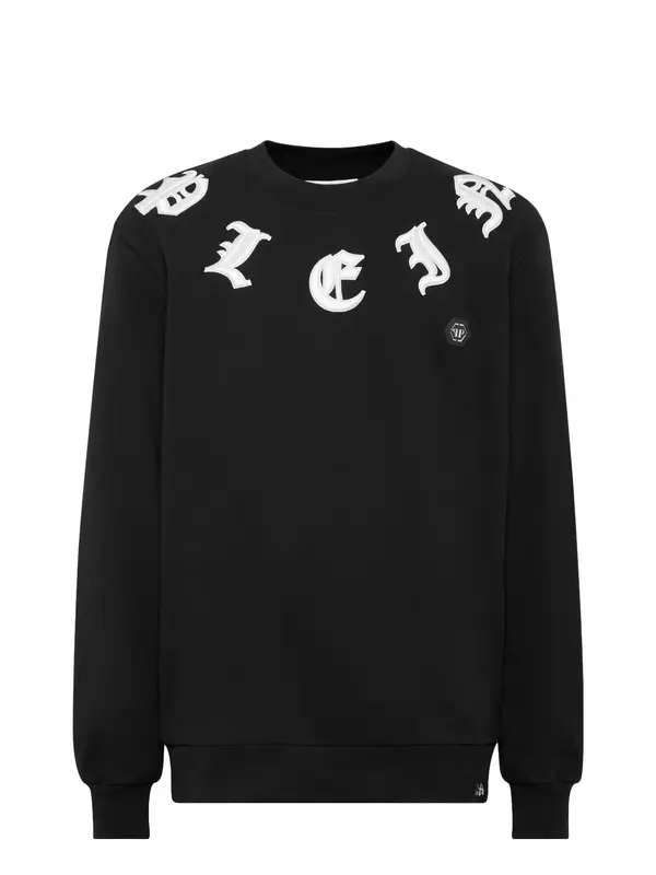 Philipp Plein Gothic-embroidered Round Neck Sweatshirt - Black
