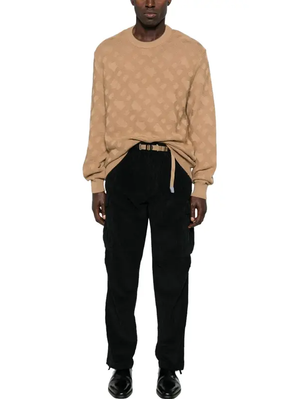 WHITE SAND Corduroy Tapered Trousers - Black