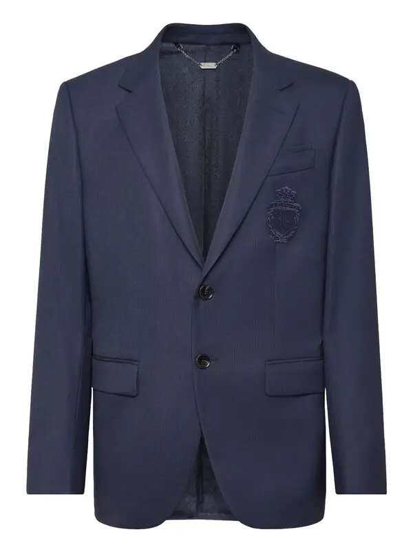 BILLIONAIRE Embroidered Logo Blazer - Blue