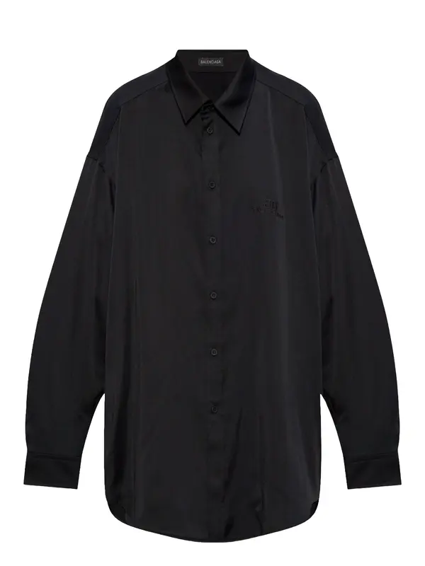Balenciaga Logo-embroidered Shirt - Black