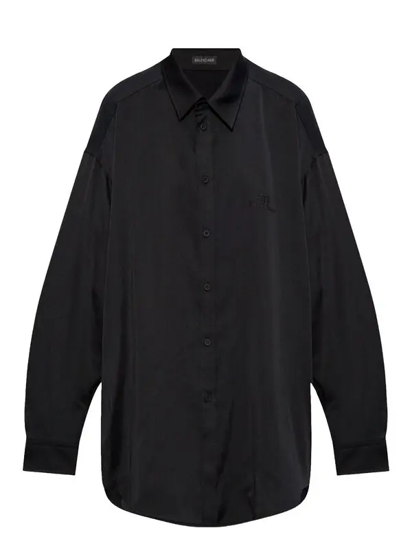 Balenciaga Logo-embroidered Shirt - Black