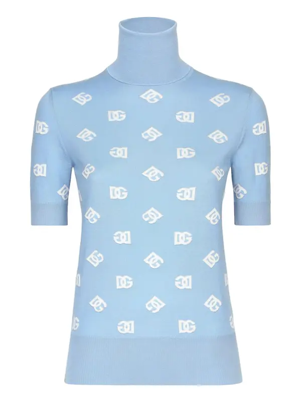 Dolce & Gabbana Dna High Neck Embroidered Top - Blue