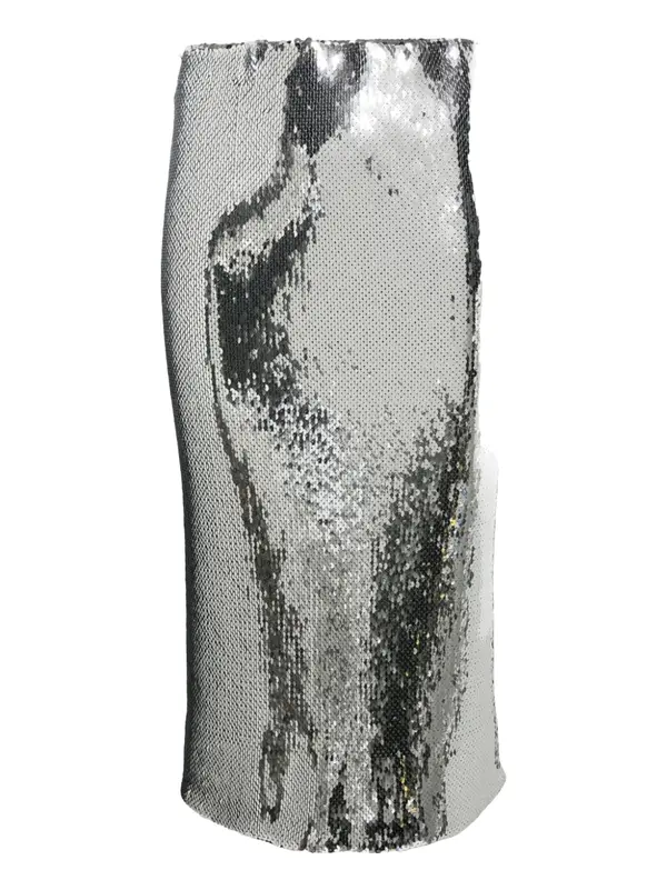 N°21 Sequin Midi Skirt - Silver
