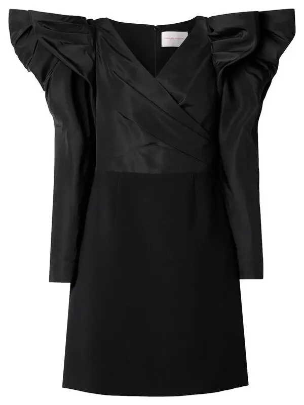 Carolina Herrera Ruffled Silk-faille Mini Dress - Black