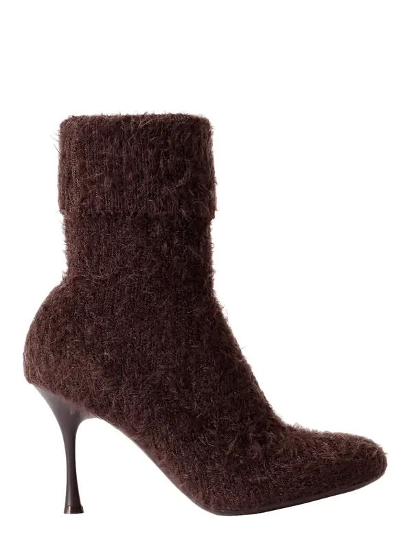 GIANVITO ROSSI Aspen 95 Brushed Ribbed-knit Ankle Boots - Brown