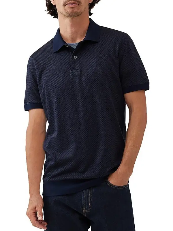 Rodd & Gunn Leeson Cotton Geo Sports Fit Polo Shirt - Midnight
