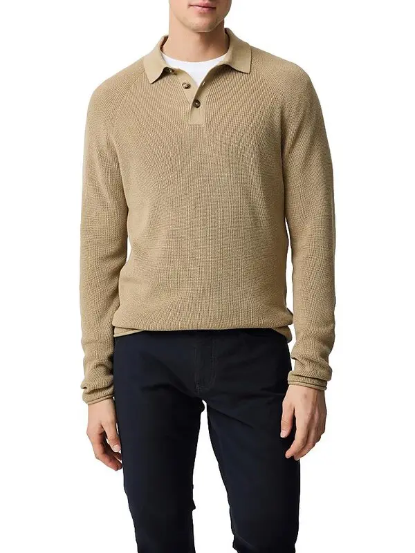 Rodd & Gunn Eastern Bush Regular Fit Knit Long Sleeve Polo Shirt - Camel